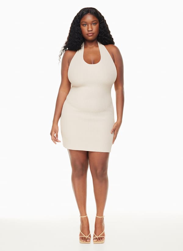 Babaton Ribbed backless halter mini dress - sculpt knit backless halter ...